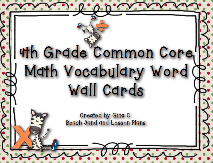 Common Core Activities: Math Vocabulary Word Wall Cards: 3rd, 4th, and 5th