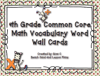 Common Core Activities: Math Vocabulary Word Wall Cards: 3rd, 4th, and 5th