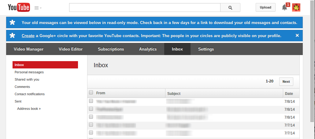 New YouTube Private Messages: old contacts, group messaging and more