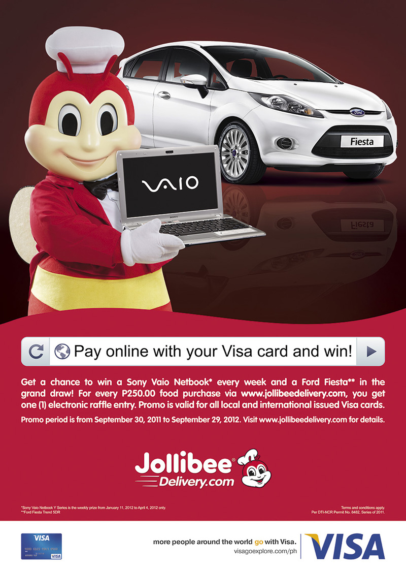 Jollibee Visa Card Promo: Get a chance to win Sony Vaio and Ford Fiesta ...