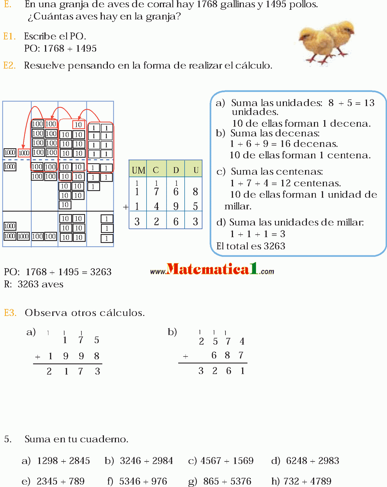 LA SUMA LLEVANDO HASTA EL 9999 EJEMPLOS RESUELTOS DE TERCERO DE ...