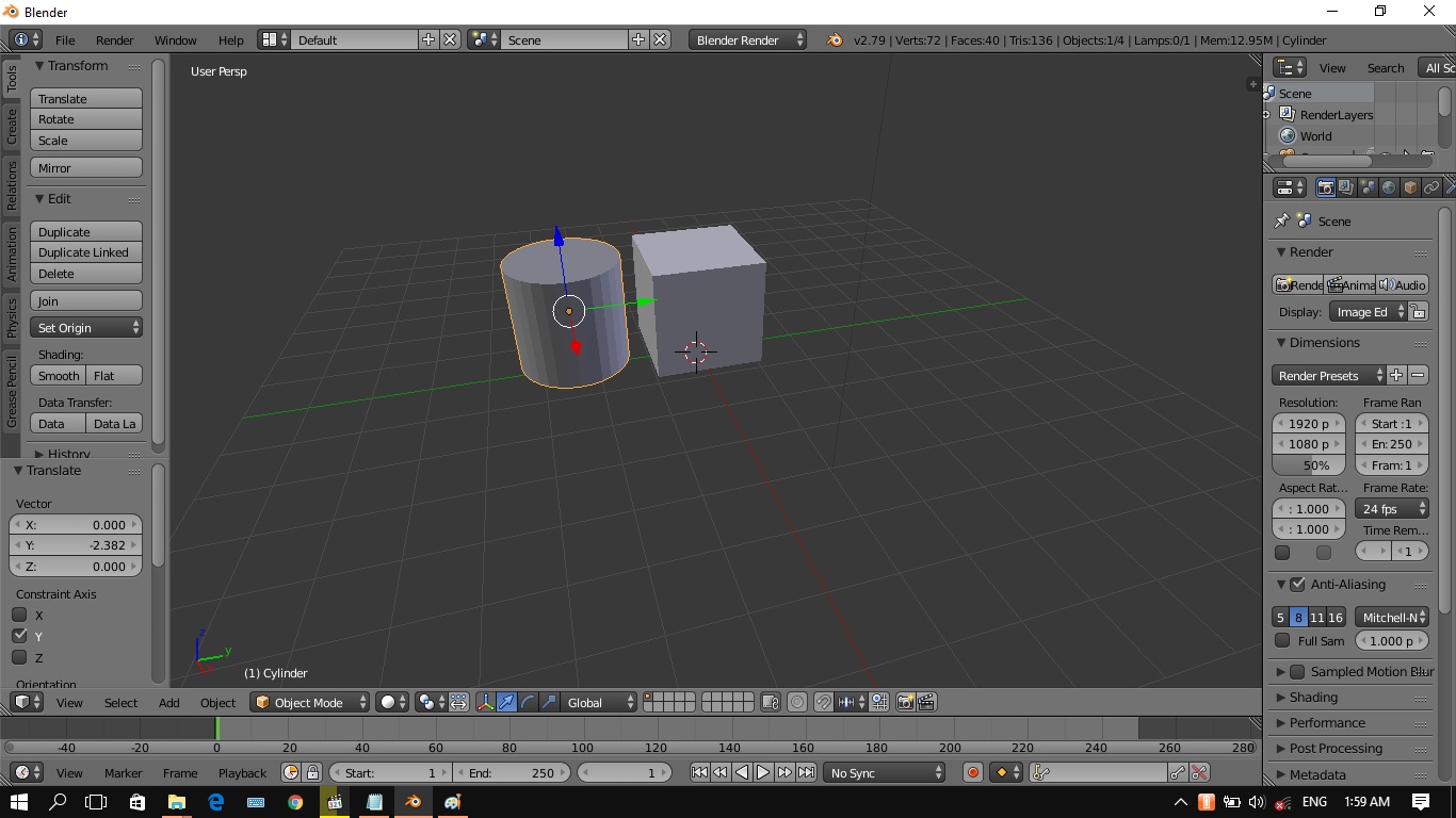 Contoh Membuat Objek 3D Dengan Blender dan Gambar Transformasi 3D Dengan OpenGL