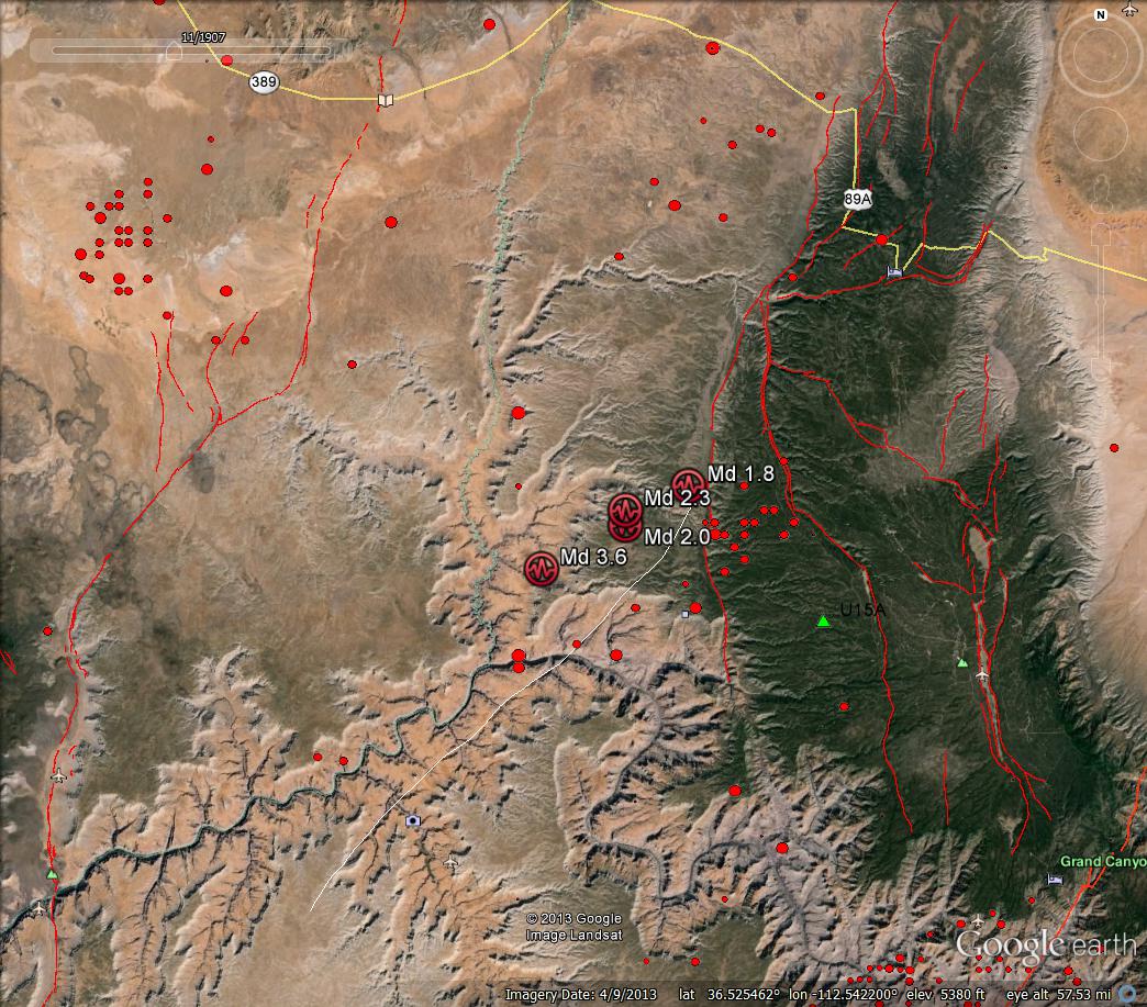 Arizona Geology: Aftershocks and possible source of northern Arizona ...