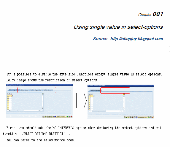 Abap Tip Note Abap Tip Using Single Value In Select Options