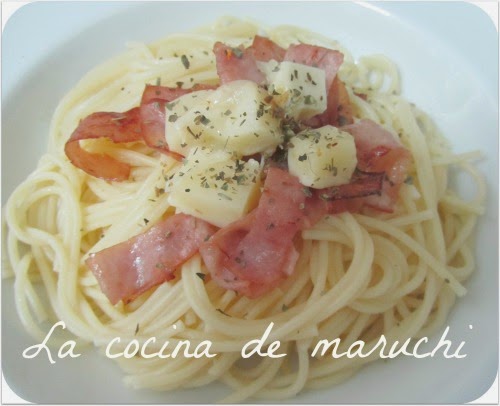 la cocina de maruchi: Los Spaghetti con jamón cocido y queso de Cris.