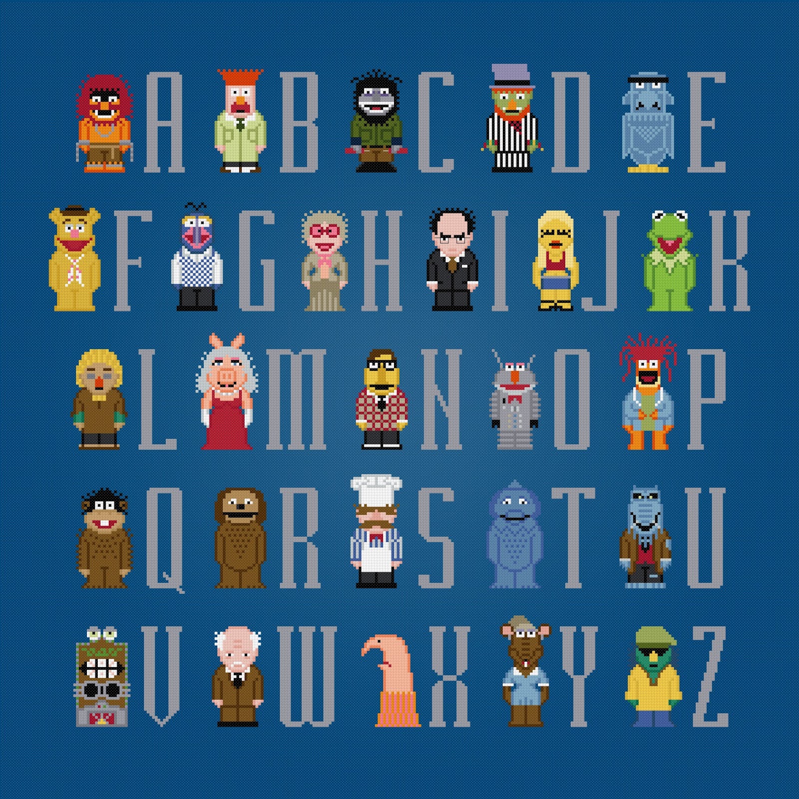 Cross-Stitch Patterns from PixelPower: Muppet Alphabet Sampler - Cross ...
