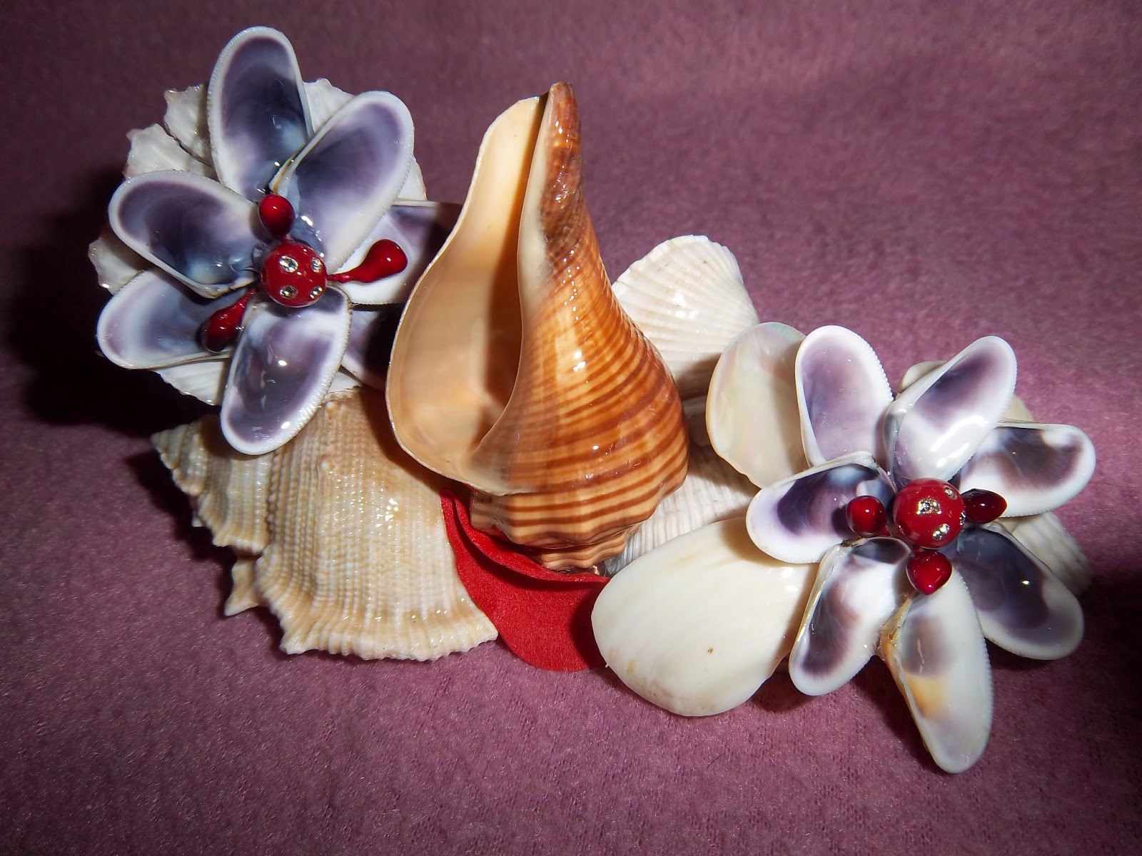 Artesania de conchas: Artesanía de conchas con flores
