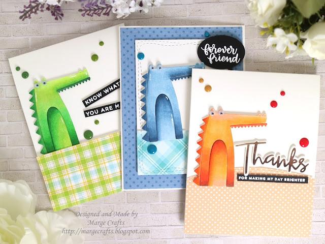 Marge Crafts: [Simon Says Stamp] Clean and Simple Crocs cards using ...