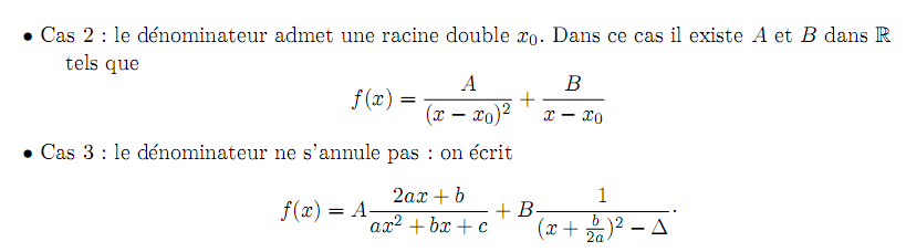 Primitives de fraction rationnelles