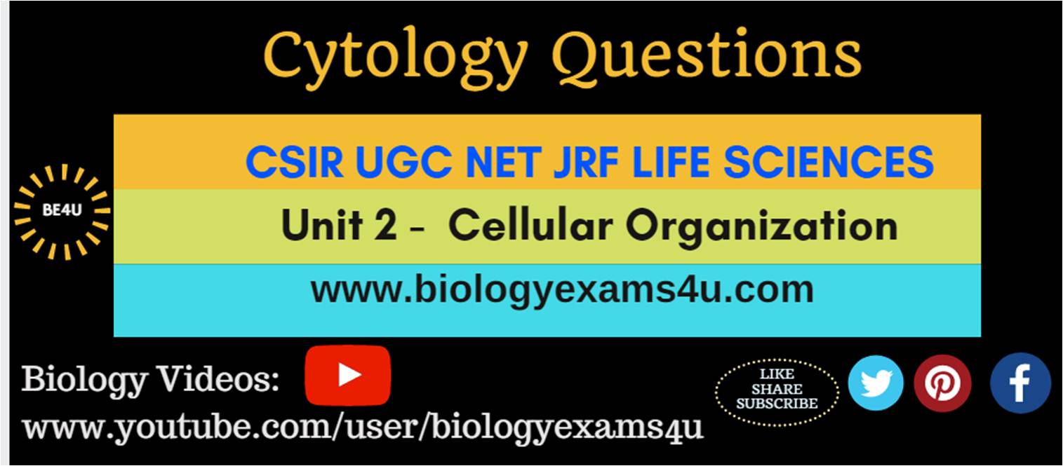 CSIR UGC NET JRF Life Sciences - Cytology Questions (Unit 2-Cellular Organization)