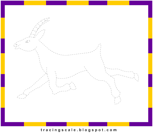 Free Tracing worksheet Printable: Antelope Tracing