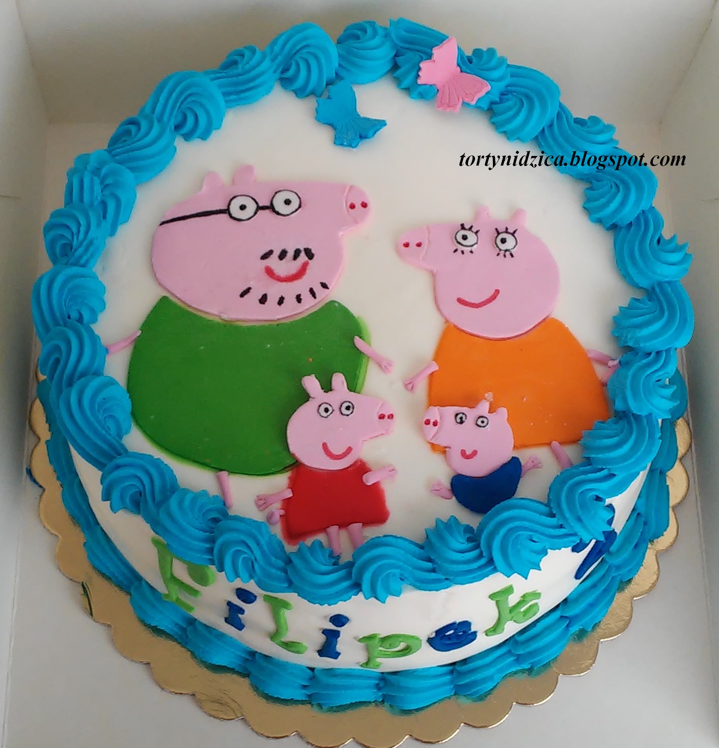 Torty artystyczne- Nidzica, Mława: Tort Świnka Peppa, śmietanowy.