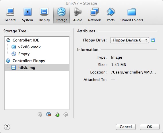 Eric's Edge & Pragmatic Pizza: V7/x86: Unix Version 7 on a virtual machine