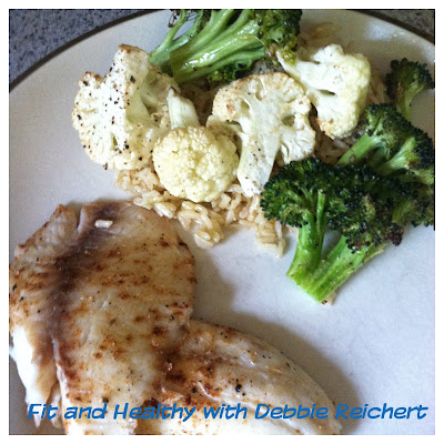 Grilled tilapia with brown rice and roasted veggies - Fit and Healthy ...