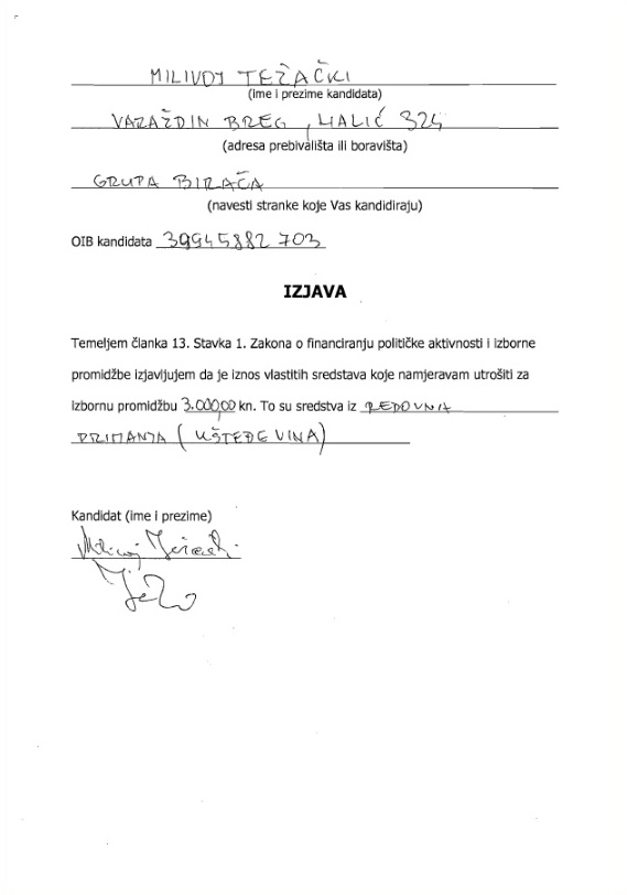 REZBARIJE - MILIVOJ TEŽAČKI: OGLASNA PLOČA