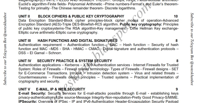 CS6701 CRYPTOGRAPHY AND NETWORK SECURITY Syllabus Semester VII IT BTECH Anna University ...