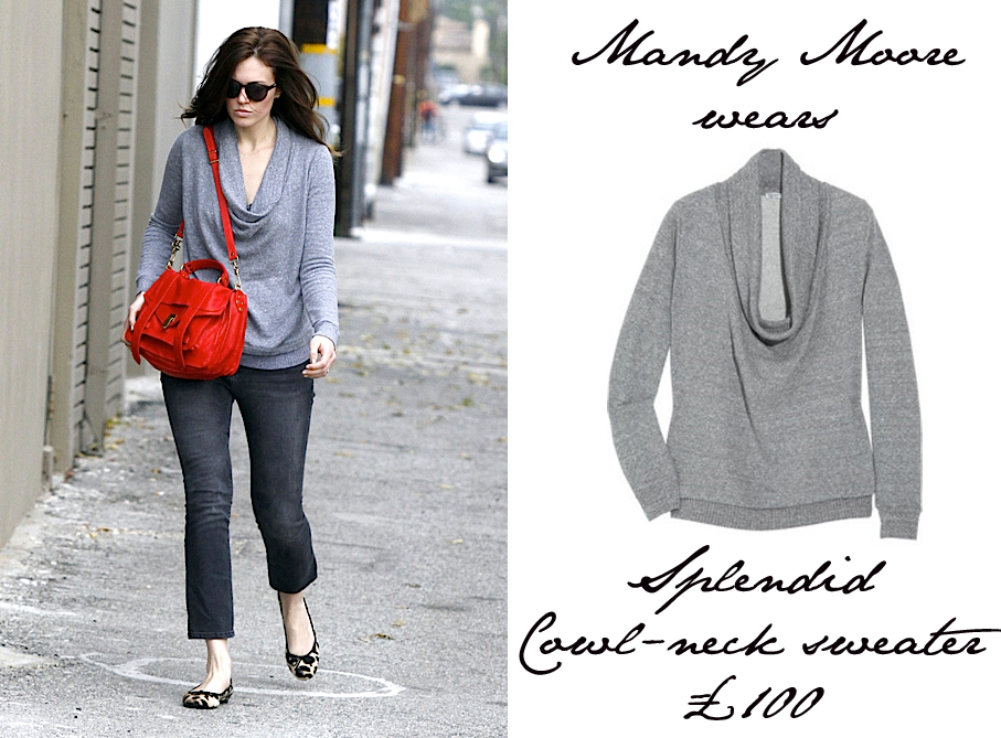 Mandy Moore wears Splendid Cowl-Neck Sweater - Emily Jane Johnston