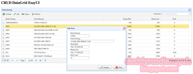 CRUD DataGrid EasyUI - Input Data Barang CRUD DataGrid EasyUI - Input Data Barang