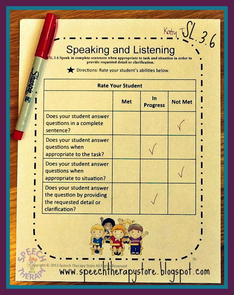 Speech Therapy: 3rd Graders and Common Core Ideas