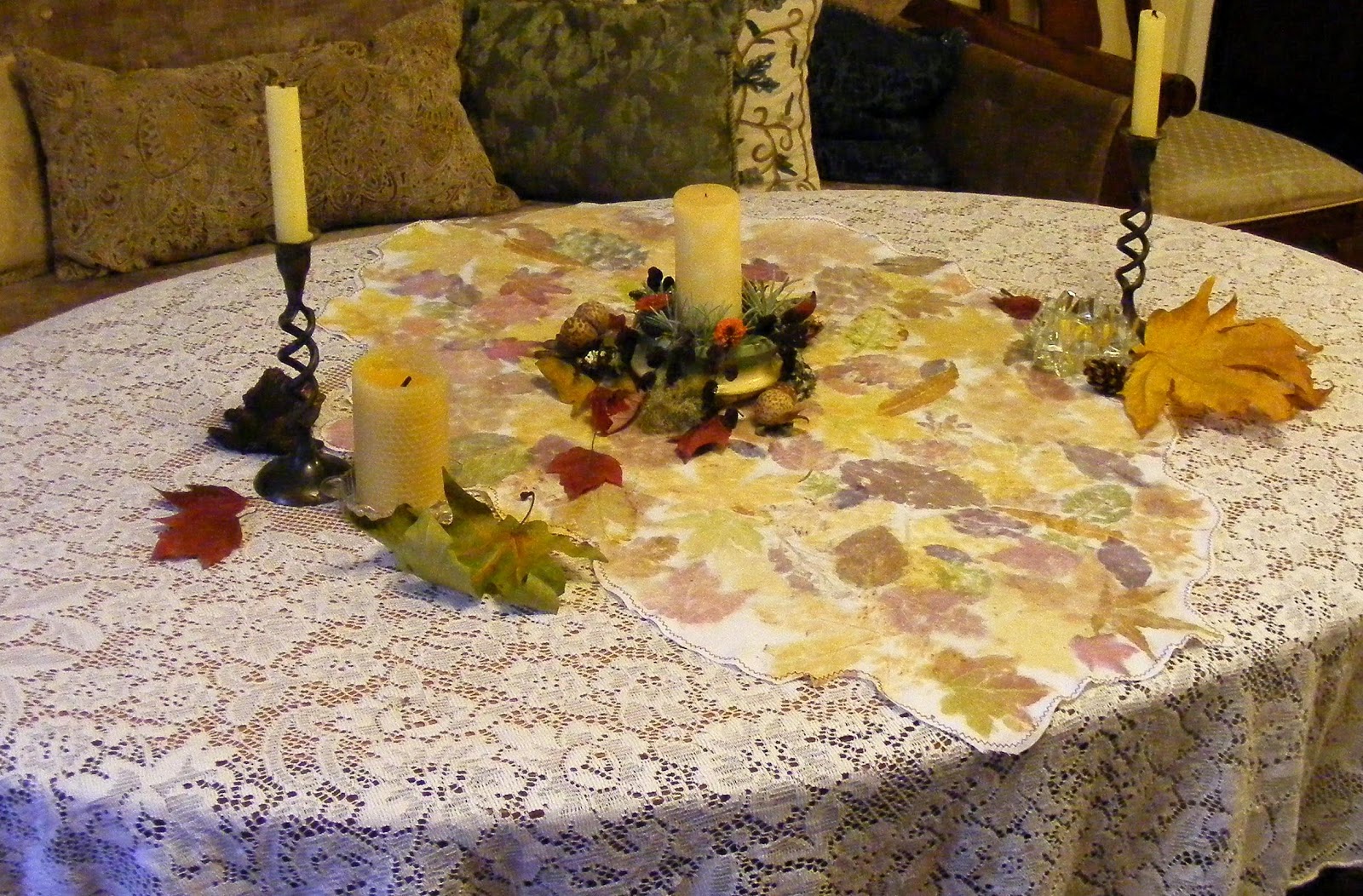 The Dusty Lane: Leaf Collage Fabric Table Runners