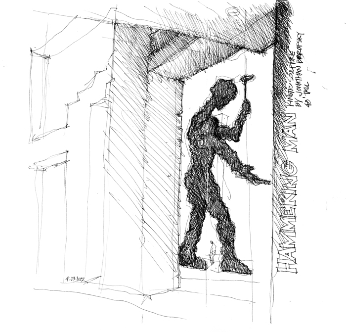 Urban Sketchers Seattle: Hammering Man