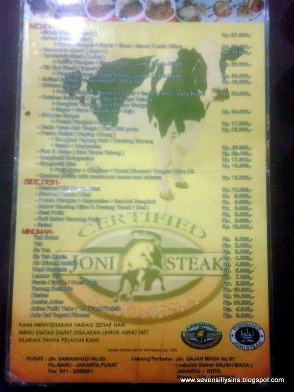 seven silly sins: Joni Steak Pasar Baru