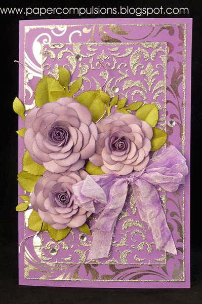 Paper Compulsions: Light Purple Card with Roses