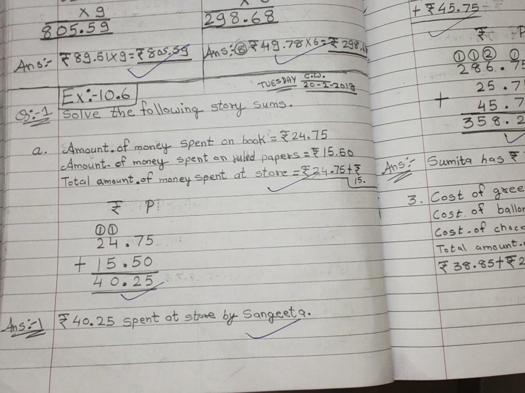 Maths Notebook Work