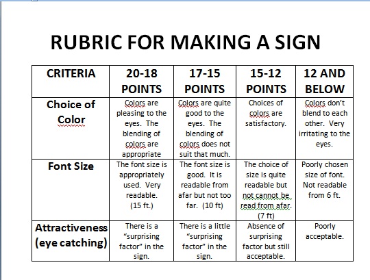 Working on Microsoft Publisher 2007: Rubric for the Activity in making ...
