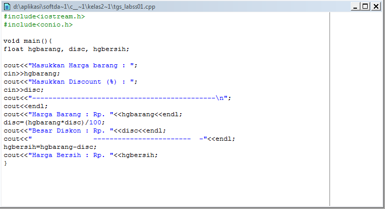 Program C++ : Menghitung diskon ~ We are One