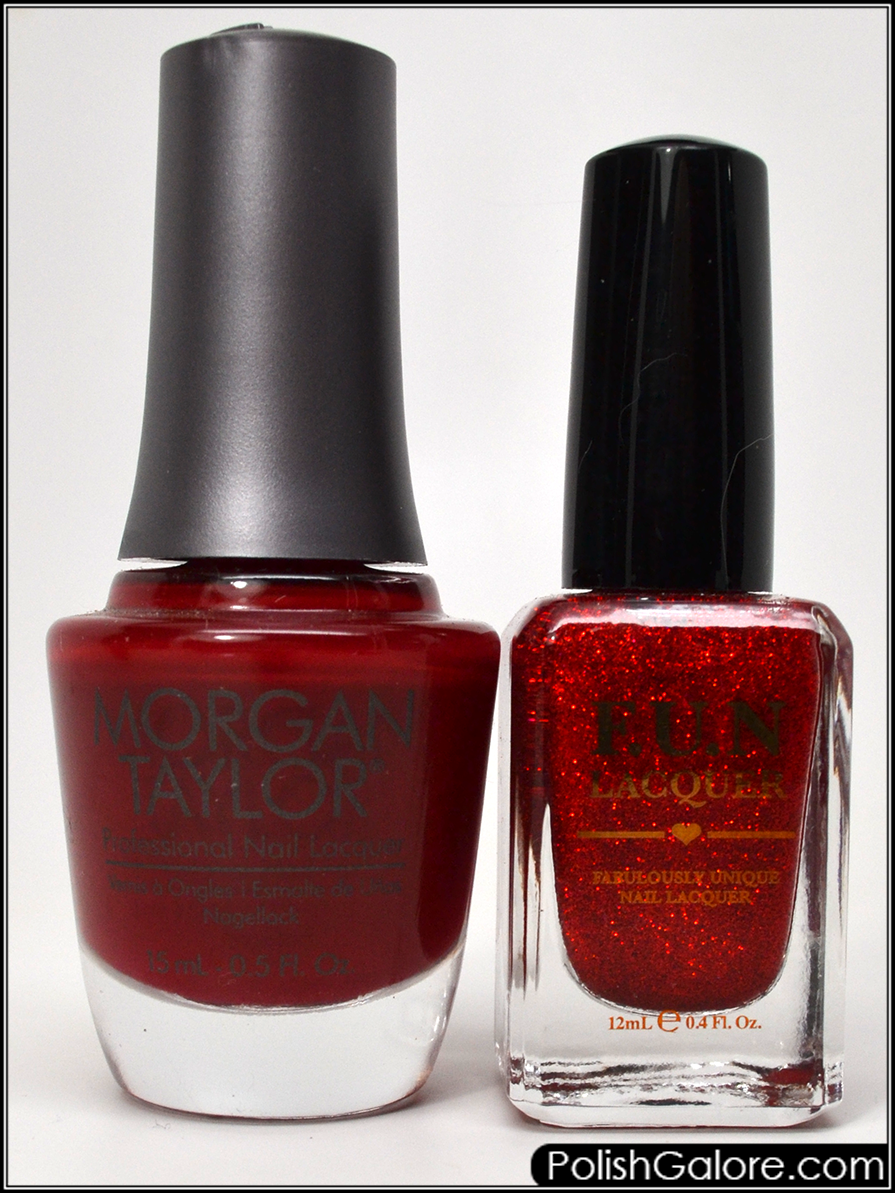 Red Glitter Nails with Morgan Taylor & F.U.N Lacquer - Polish Galore