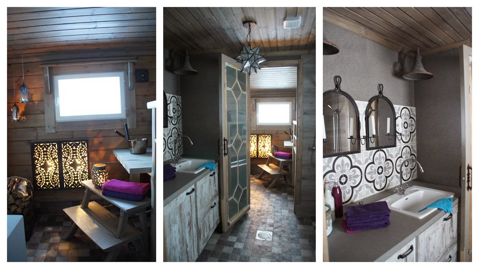 Valkoinen Puutalokoti: Saunan ja pesuhuoneen sisustelua