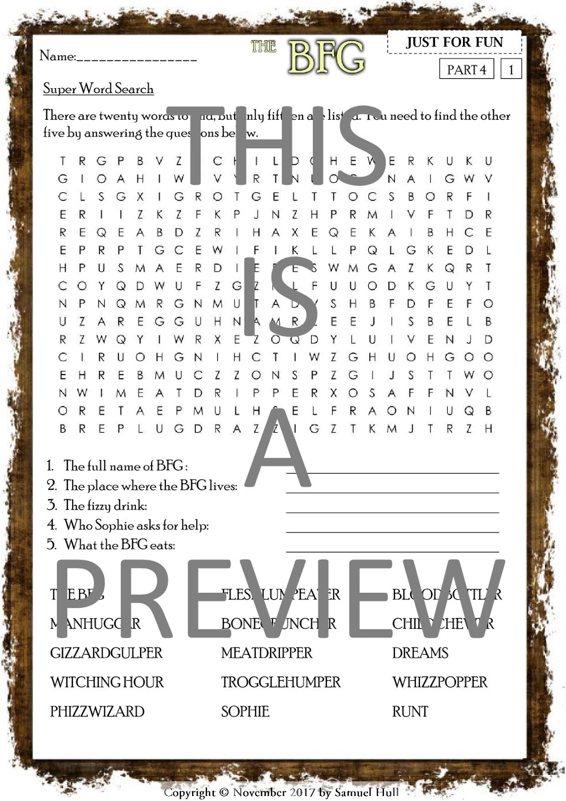 The BFG Movie Guide (2016) + Activities (Color + B/W) - Answer Keys ...