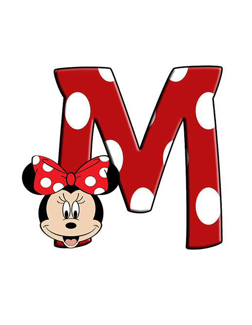 Abecedario de Minnie sobre Letra Roja con Lunares Blancos. Polka Dots ...