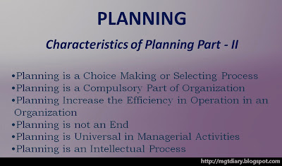PLANNING: Characteristics of Planning Part - II ~ Management Diary