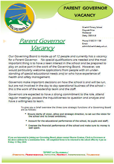 The Silverhill Blog: Parent Governor Vacancy