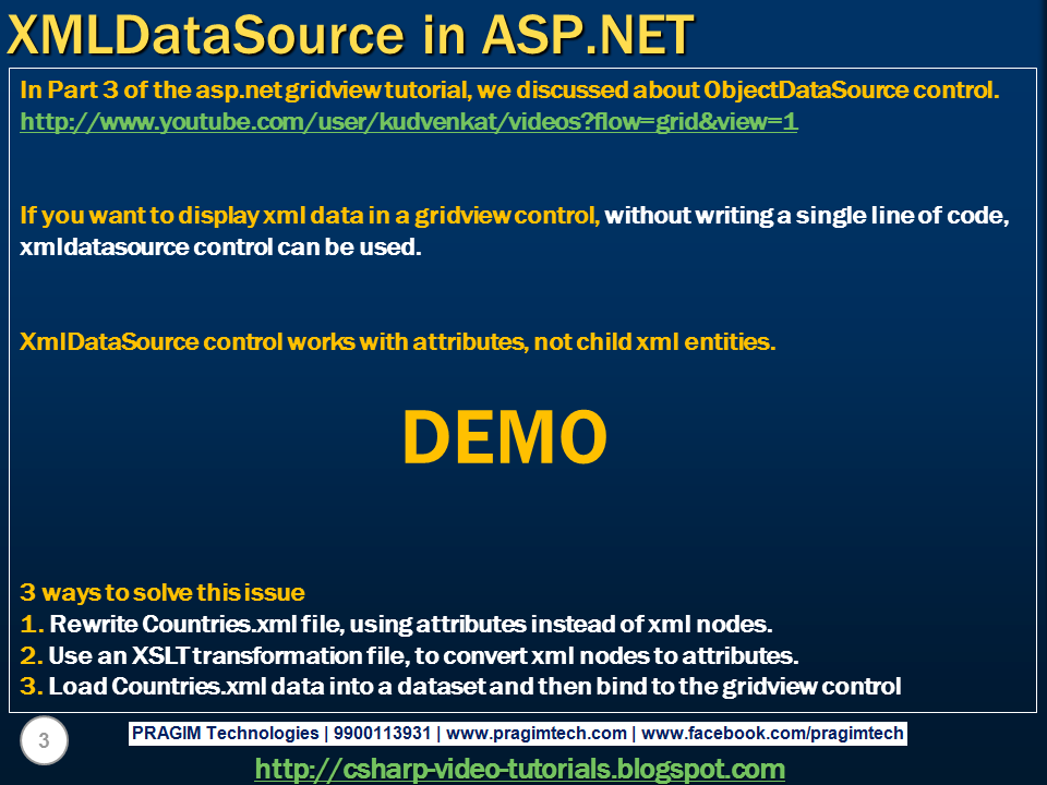 Sql Server Net And C Video Tutorial Part 4 Xml Datasource In Aspnet