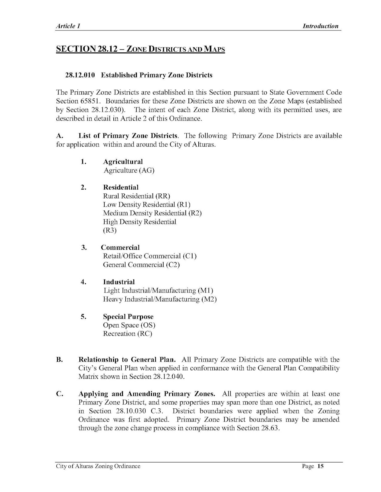Andersen Planning: SAMPLE: Zoning Ordinance