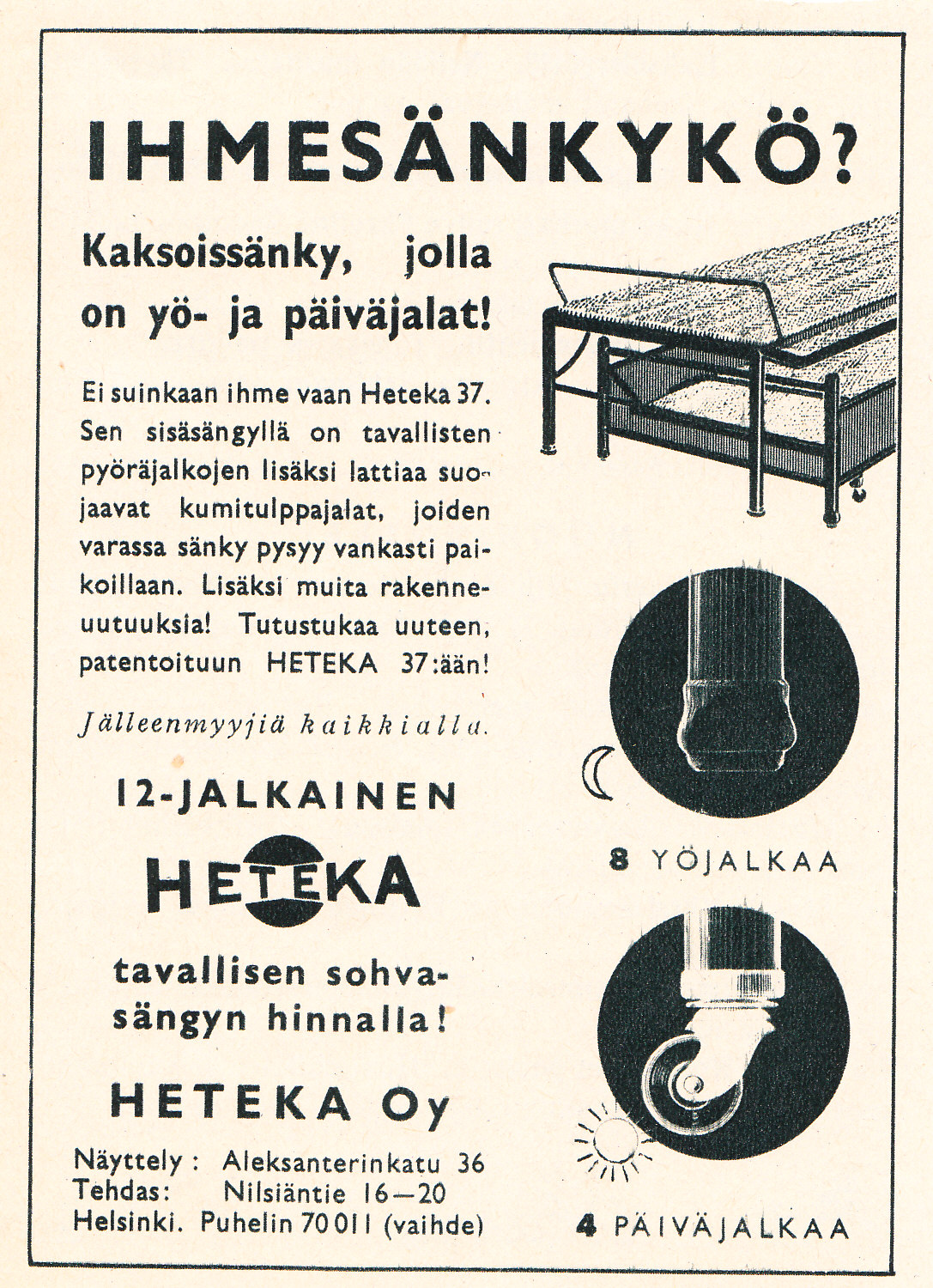 Vanhoja mainoksia: Heteka 1937