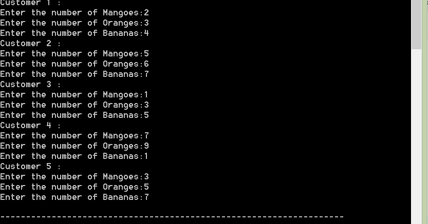 7. Program that uses three arrays Mango, Orange and Banana to store the ...