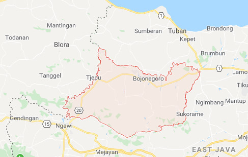 Peta Kota Kabupaten BOJONEGORO Jawa Timur (HD Google Maps) - SEJARAH