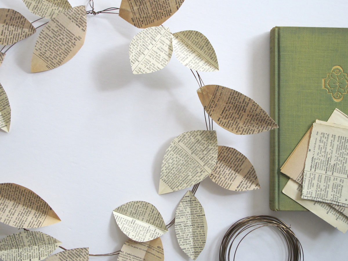 Create a fresh and modern DIY wreath using paper from old books - Paper ...
