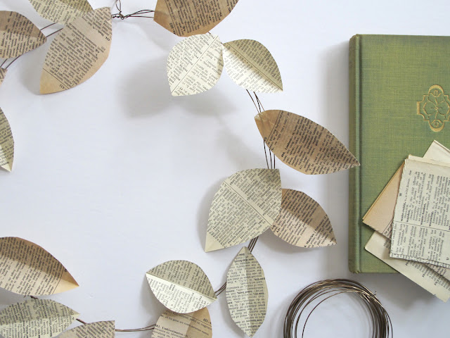 Create a fresh and modern DIY wreath using paper from old books - Paper ...