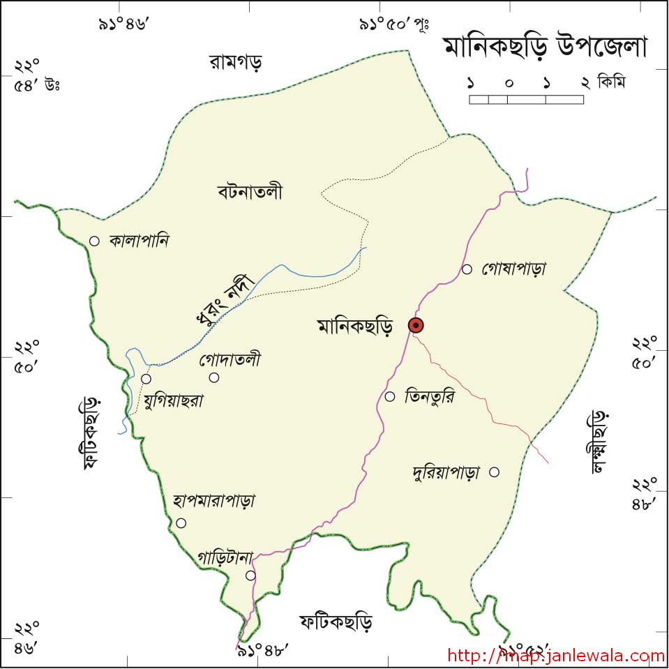 মানিকছড়ি উপজেলা মানচিত্র, খাগড়াছড়ি জেলা, বাংলাদেশ