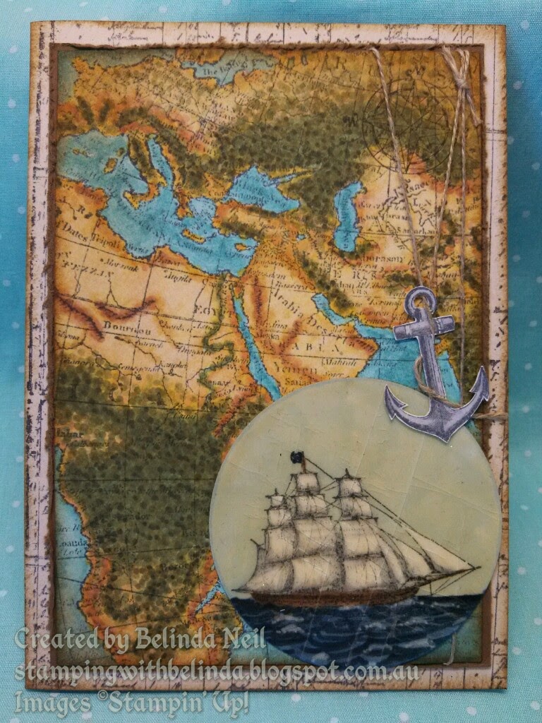 Stampin' it up with Belinda: Dad's Birthday card- World Map & The Open ...