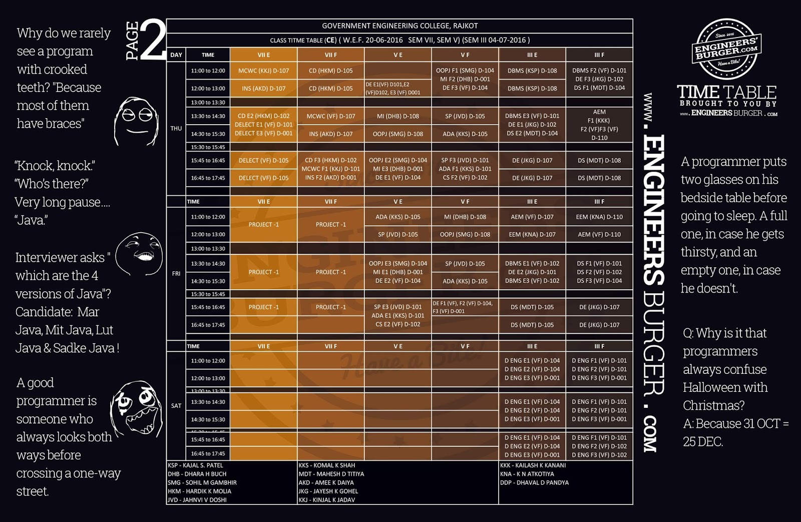 CE TimeTable | SEM 3,5,7 | Updated! ~ Engineers Burger