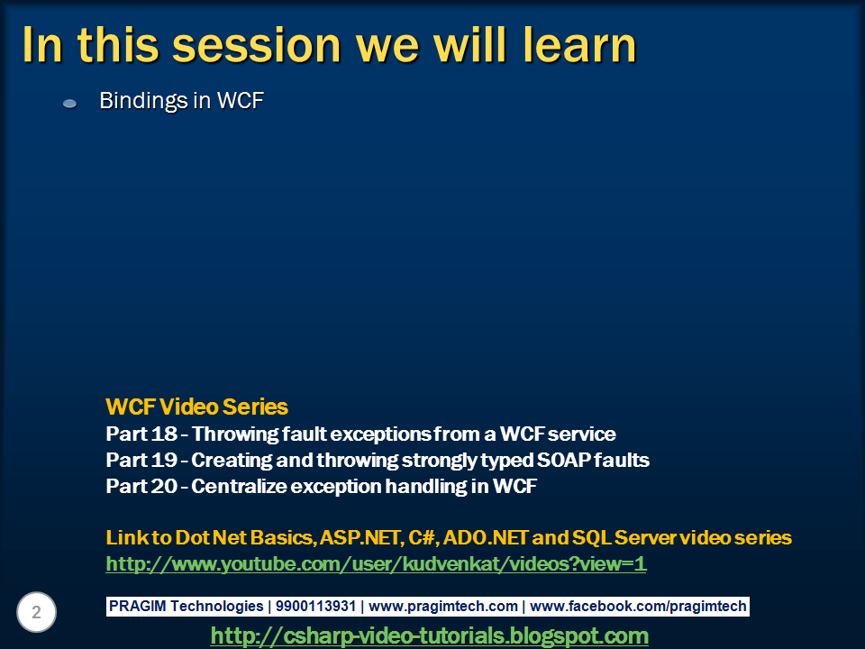 Sql Server Net And C Video Tutorial Part 21 Bindings In Wcf