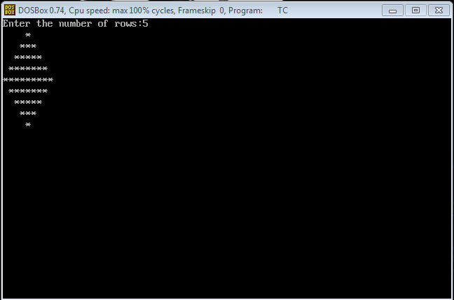 Programming with C and C++: DIAMOND PATTERN STARS IN C