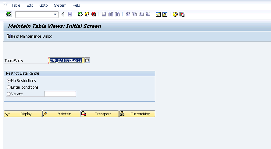 SAP TECH: Creating Transaction code for Maintenance View ( Update Mode )