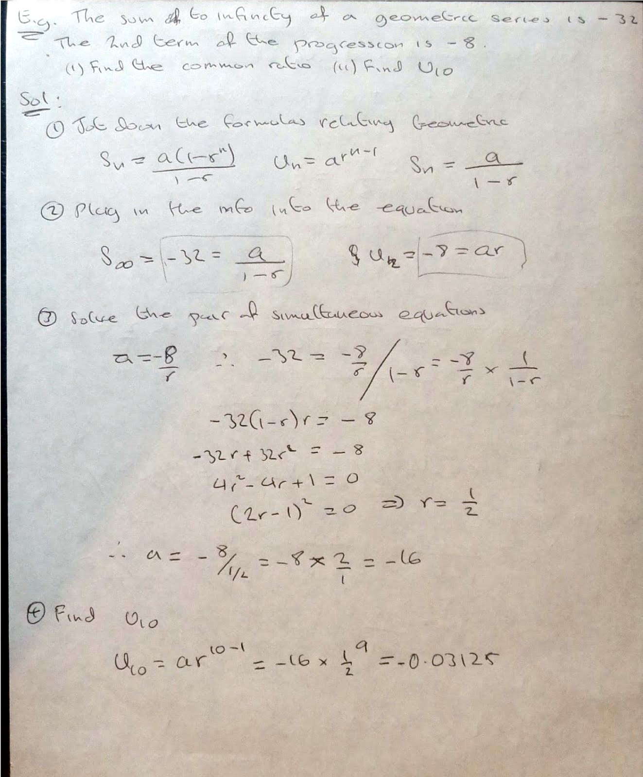 A Level Maths Notes: AS Sequences and Series - Sum to infinity